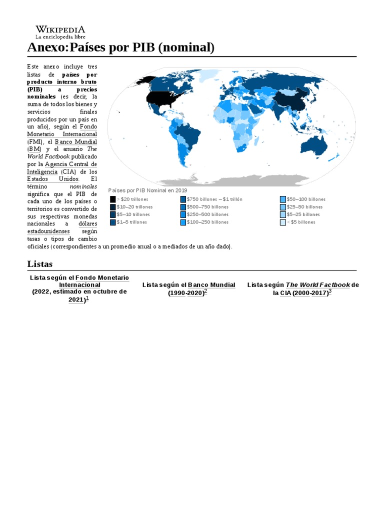 Anexo_Países_por_PIB_(nominal) | PDF | Producto Interno Bruto | Macroeconómica