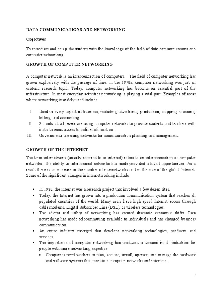 Data Comm & Networking - Lecture 1 Final | PDF | Osi Model | Computer Network