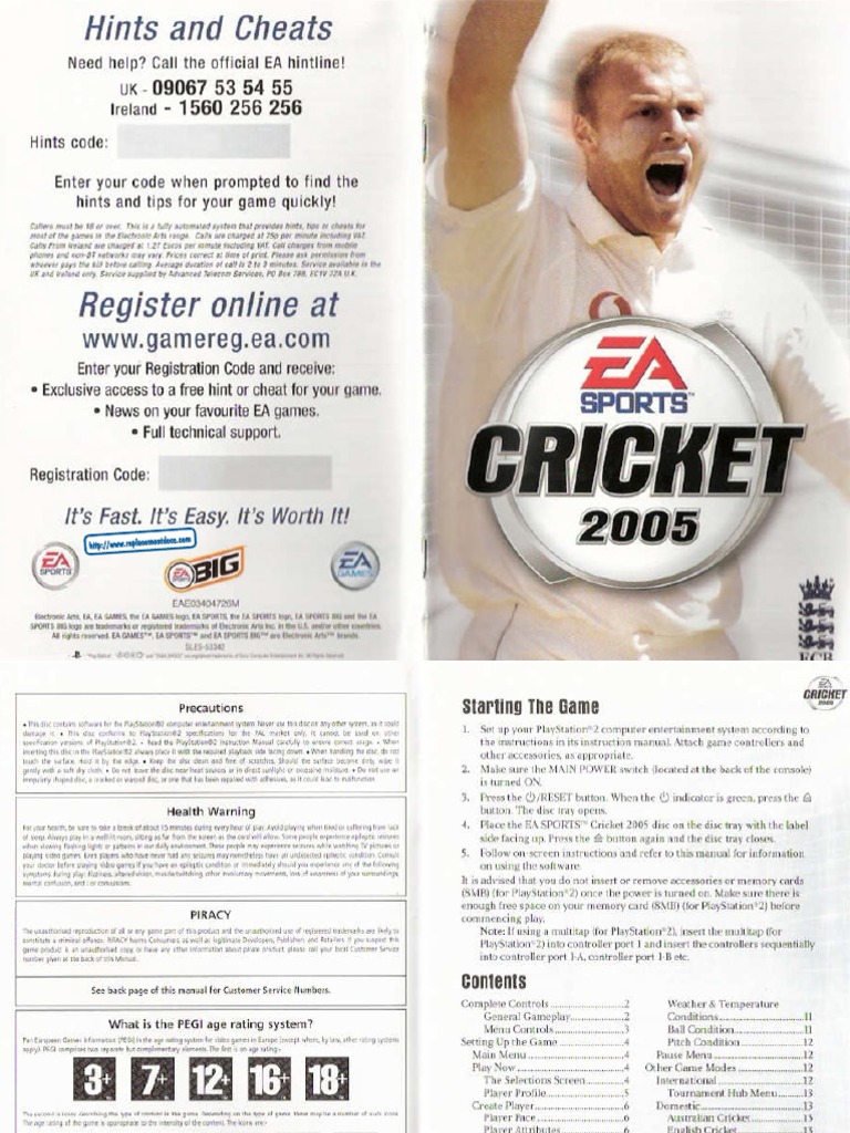 Cricket 2005 - UK Manual - PS2 | PDF