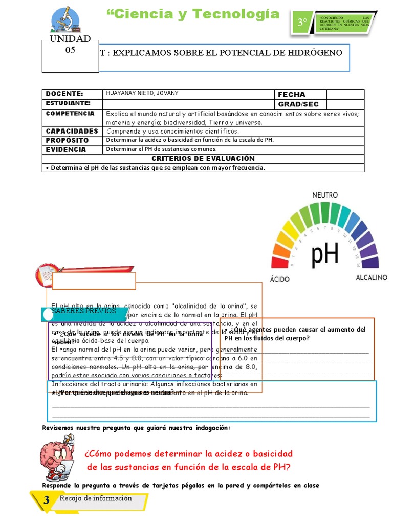 C-3º Act 3 Cyt Und 5 - Sem 3 | Descargar gratis PDF | Ph | Ácido
