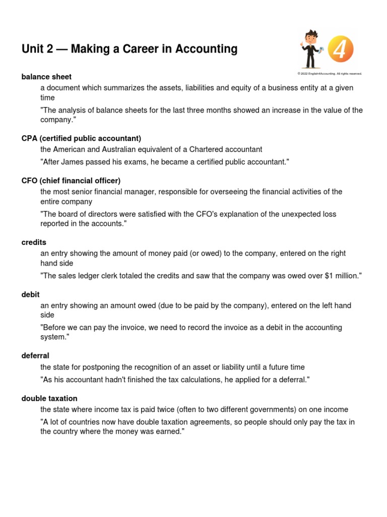 English4Accounting - Vocabulary | PDF | Debits And Credits | Service ...