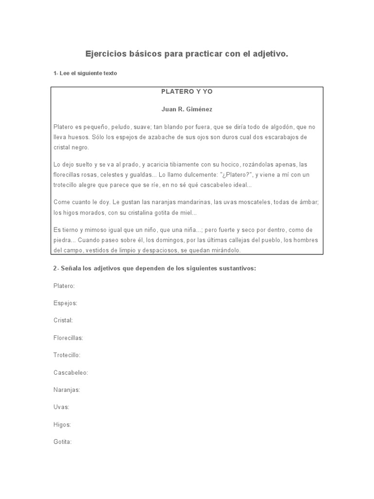 Ejercicios para Practicar Con El Adjetivo | PDF | Adjetivo | Unidades ... Ejercicios para Practicar Con El Adjetivo | PDF | Adjetivo | Unidades ...