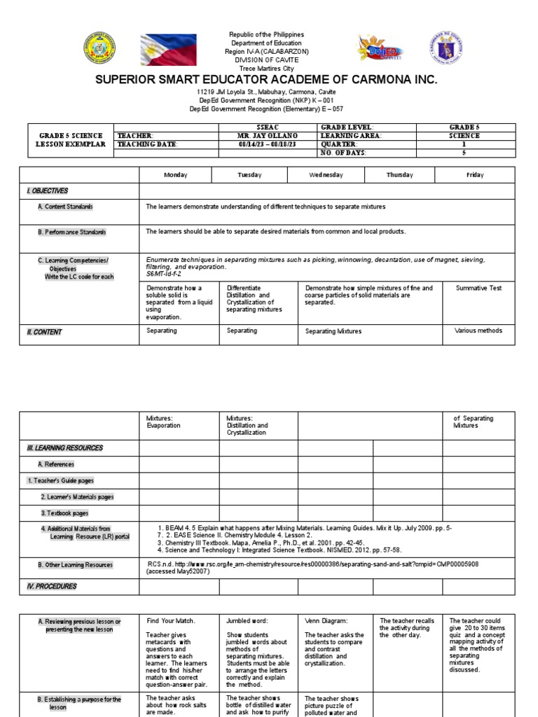 SCIENCE 5 Quarter 1 Week 6 | PDF