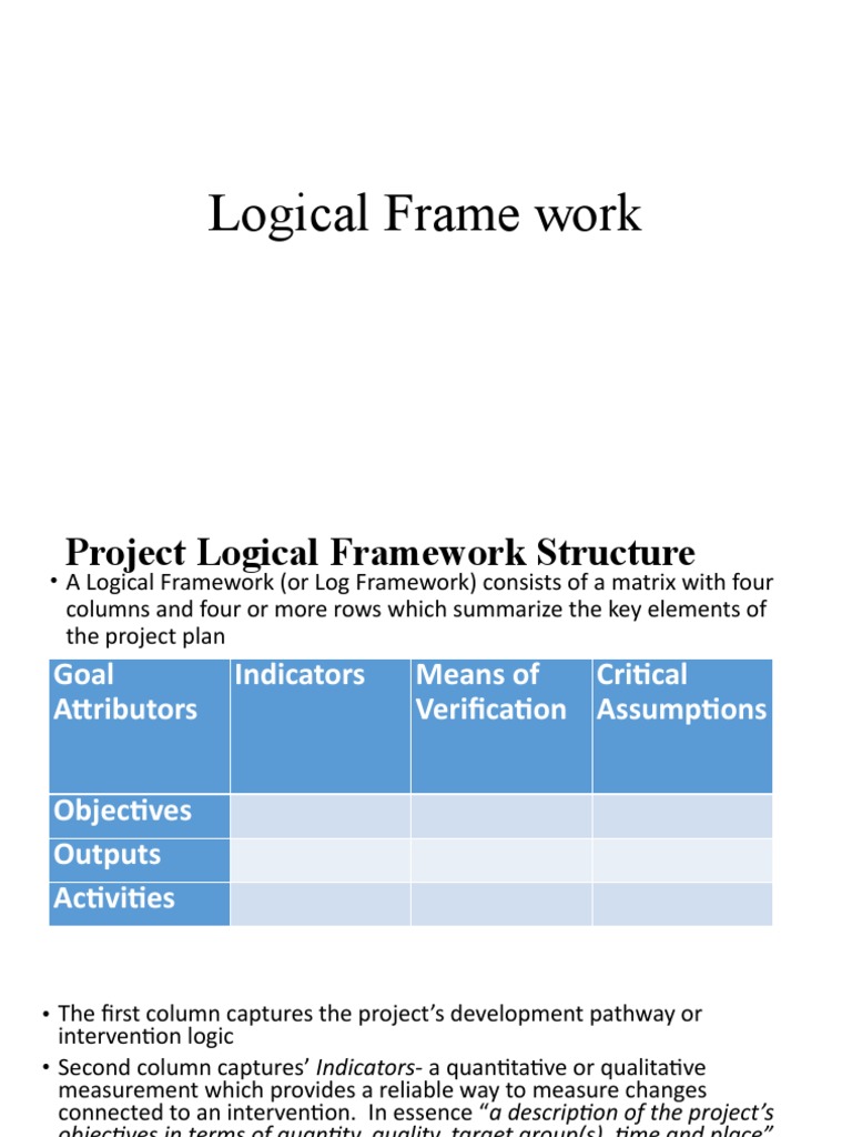 Logical Frame Work | PDF