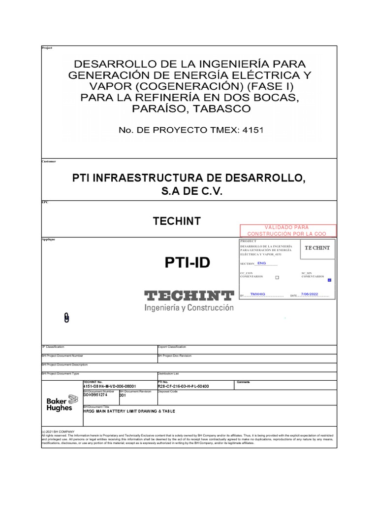 HRSG Battery Limit Drawing & Table | PDF