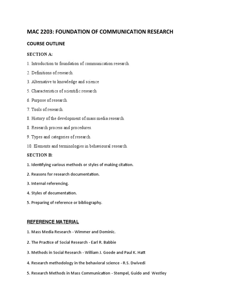 Foundation of Communication Research - Draft | PDF | Scientific Method ...