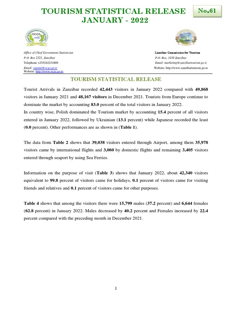 Tourism Statistical Release | PDF