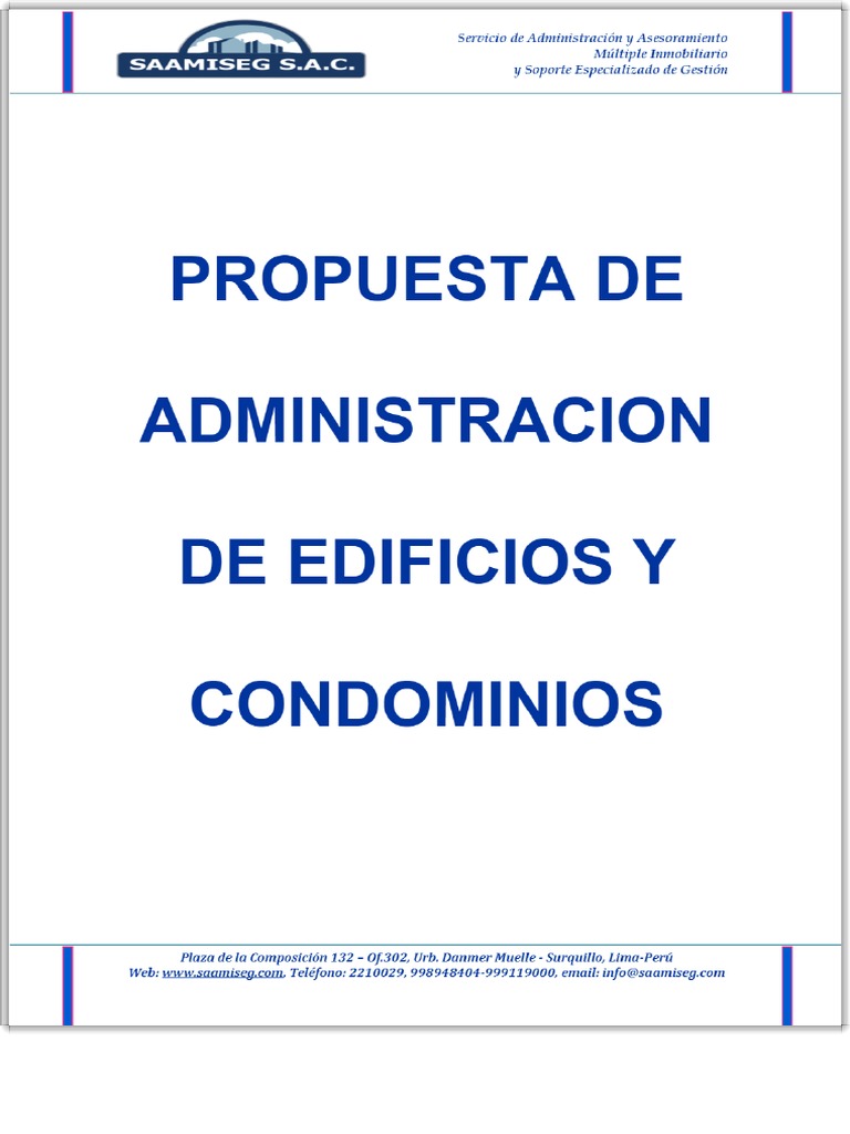 PROPUESTA DE ADMINISTRACION DE EDIFICIOS Y CONDOMINIOS - PDF Descargar Libre | PDF