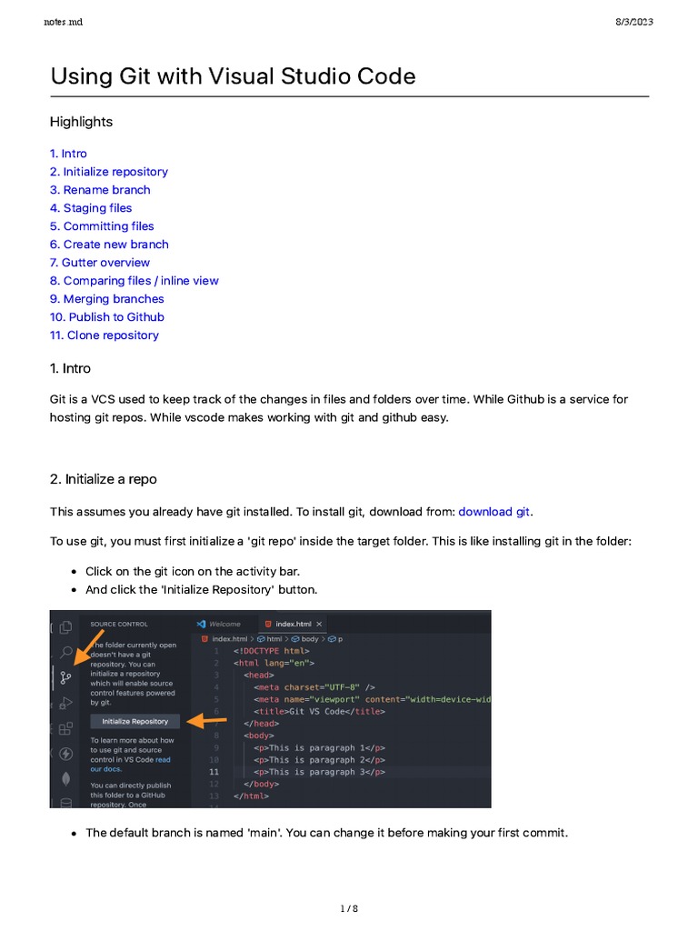 Git With Vscode | PDF | Computer File | Version Control