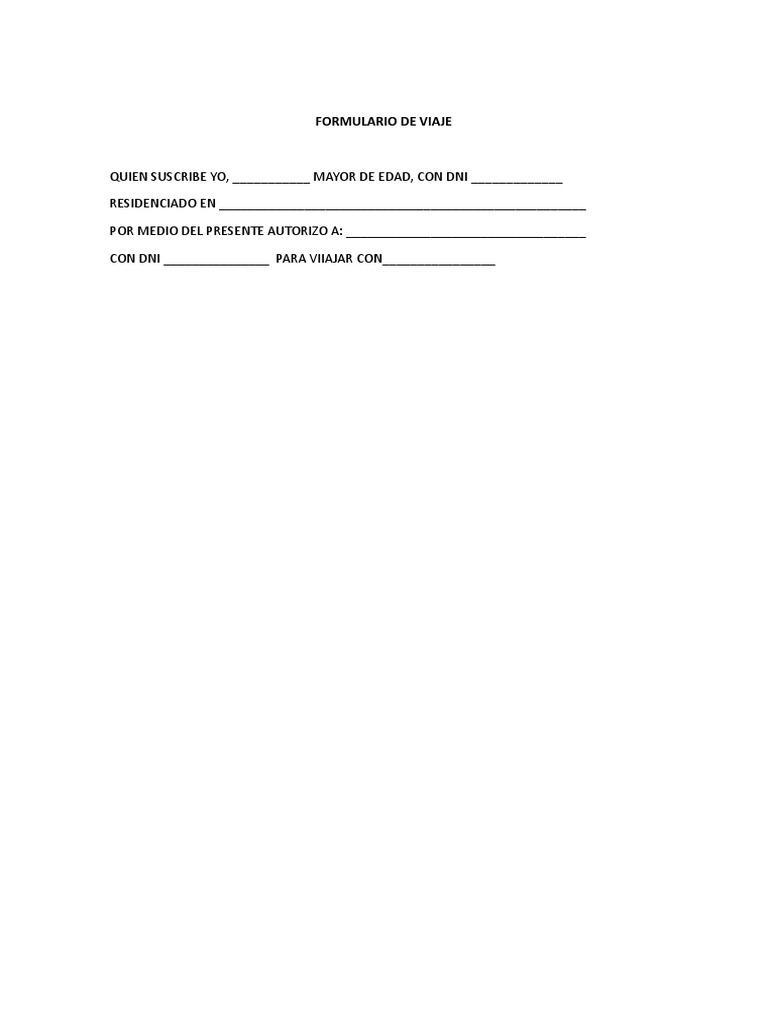 Formulario de Viaje | PDF