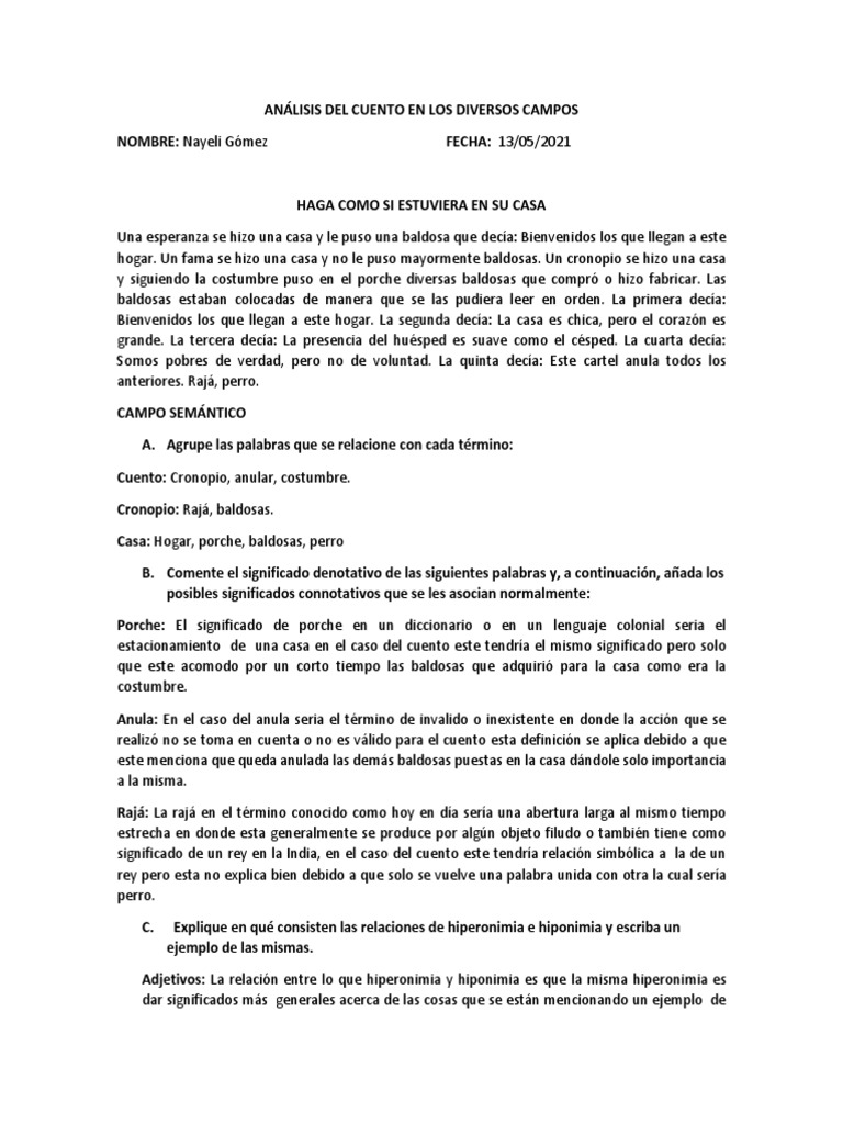 Análisis Del Cuento en Los Diversos Campos | PDF