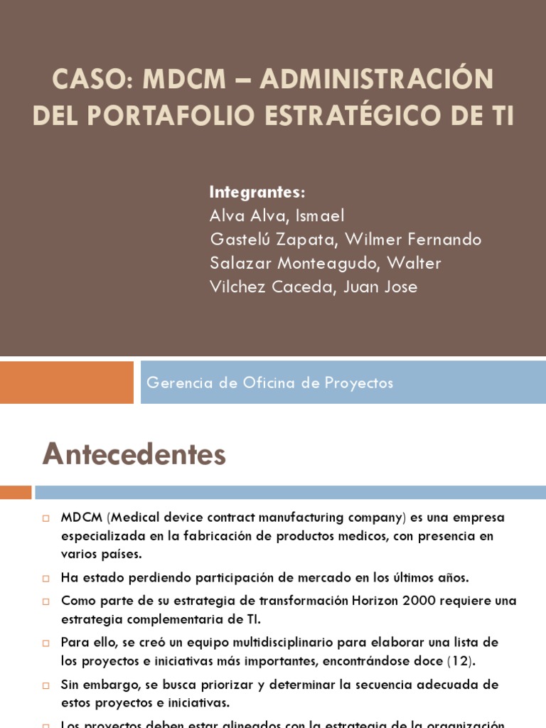 Caso MDCM - Strategic IT Portafolio Management | PDF