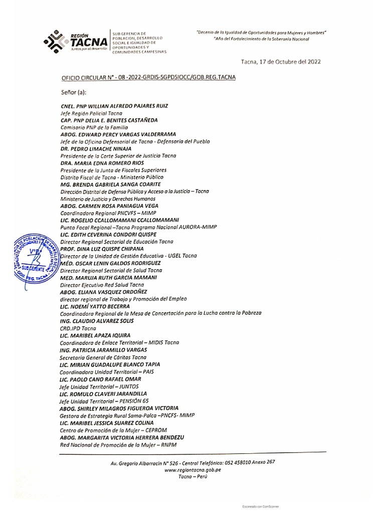 Oficio Circular N 08 | PDF Oficio Circular N 08 | PDF