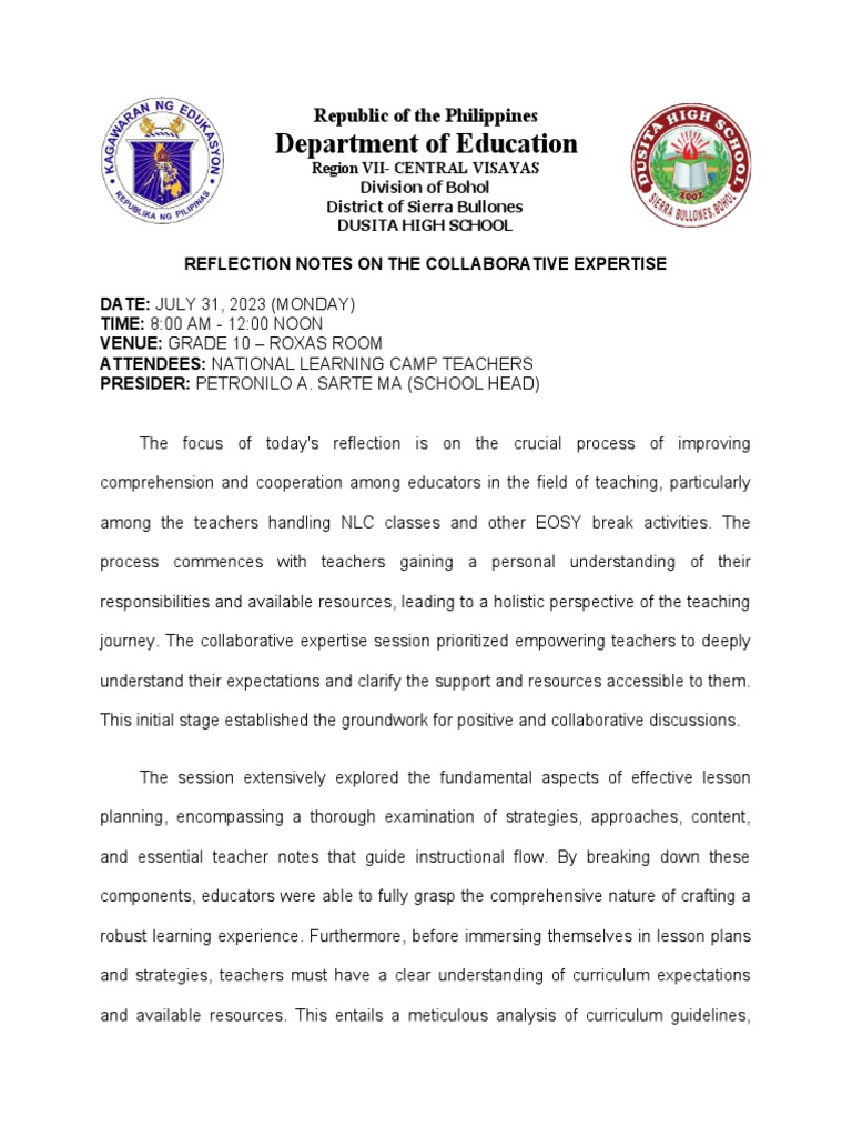 NLC Reflection | PDF | Lesson Plan | Teaching Method