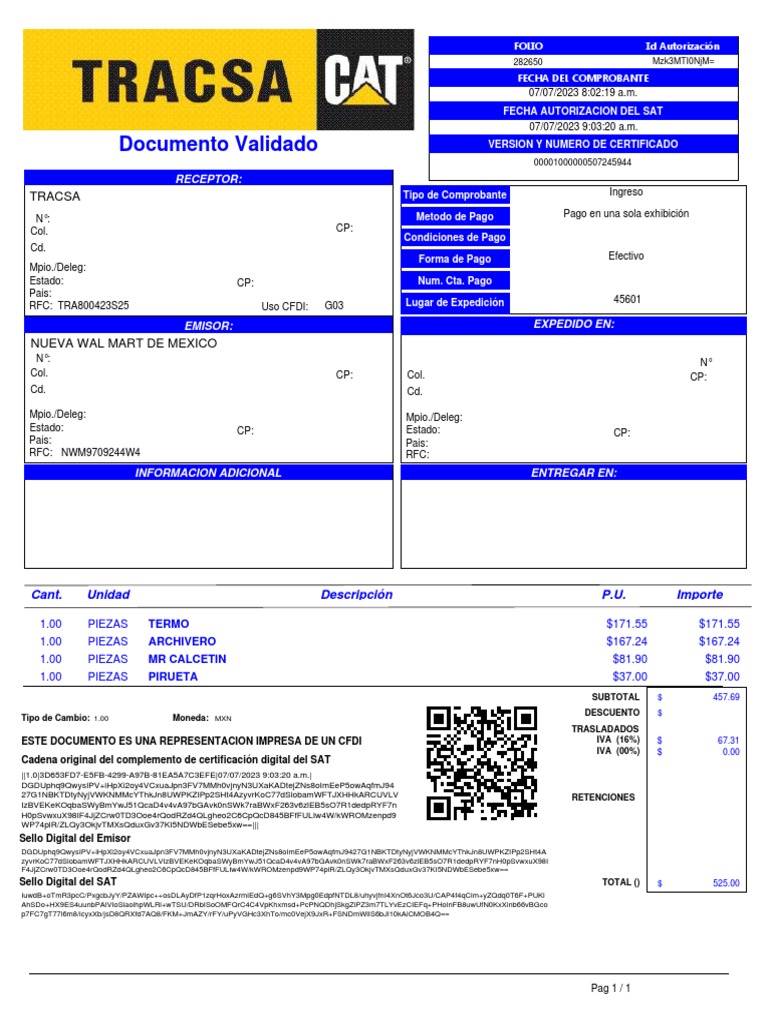Comprobante CFDI NWM9709244W4 | PDF
