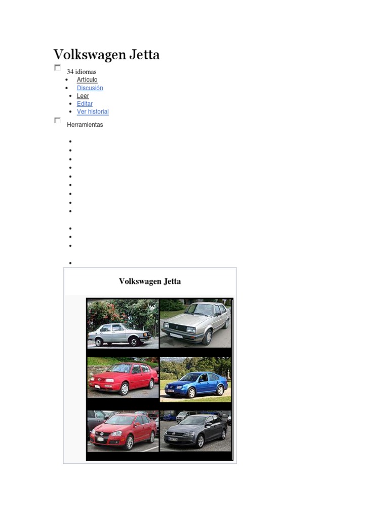 Volkswagen Jetta: Historia y Generaciones | PDF