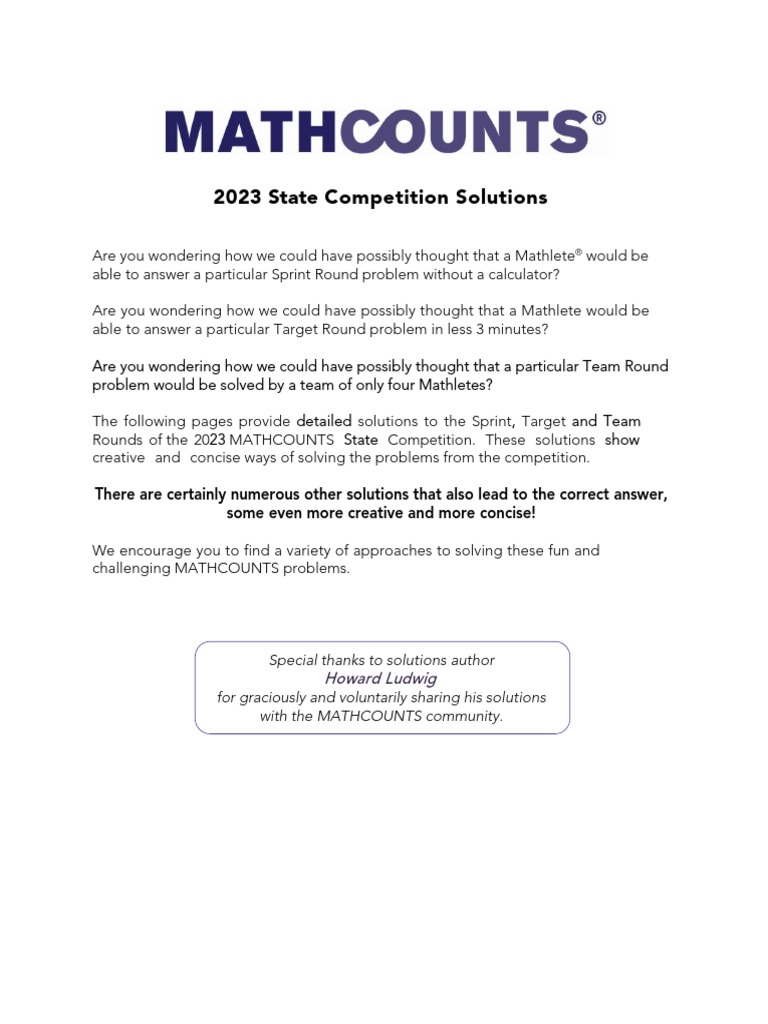 2023 State Competition Solutions - 0 | PDF