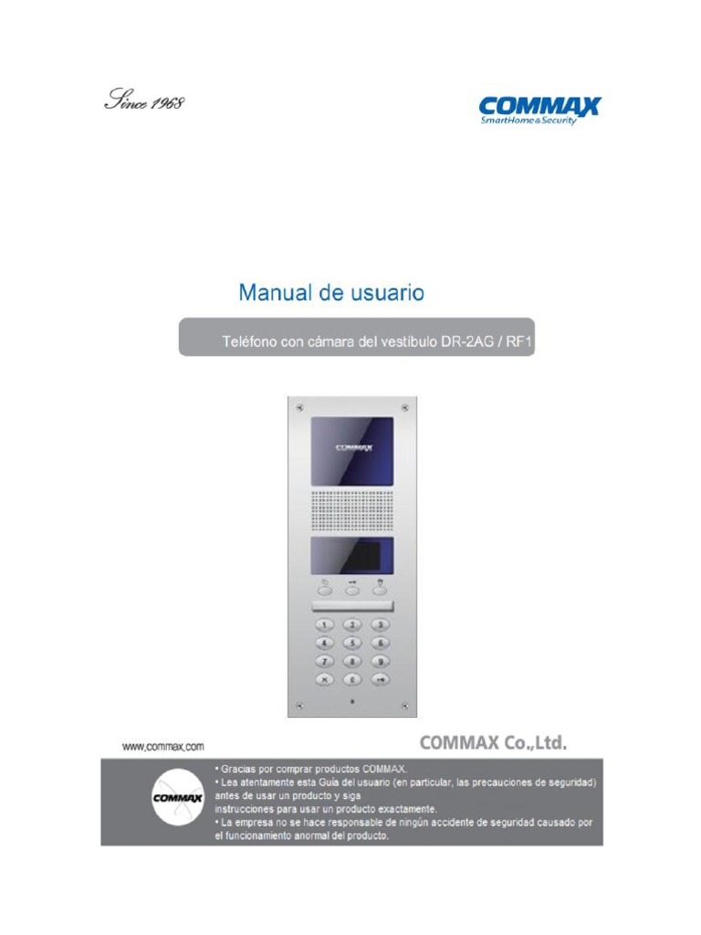 COMMAX-DR2AG-ES-FRENTE -DE-CALLE-Manual-de-usuario-ESPAÑOL | PDF