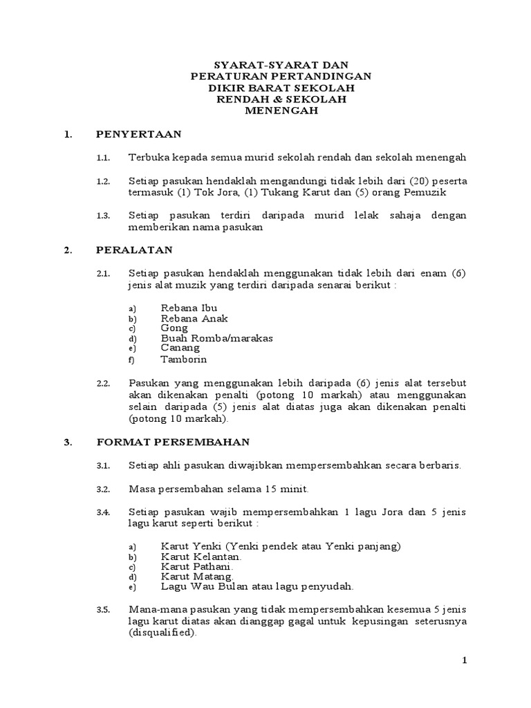 Syarat Syarat Dan Peraturan Pertandingan | PDF