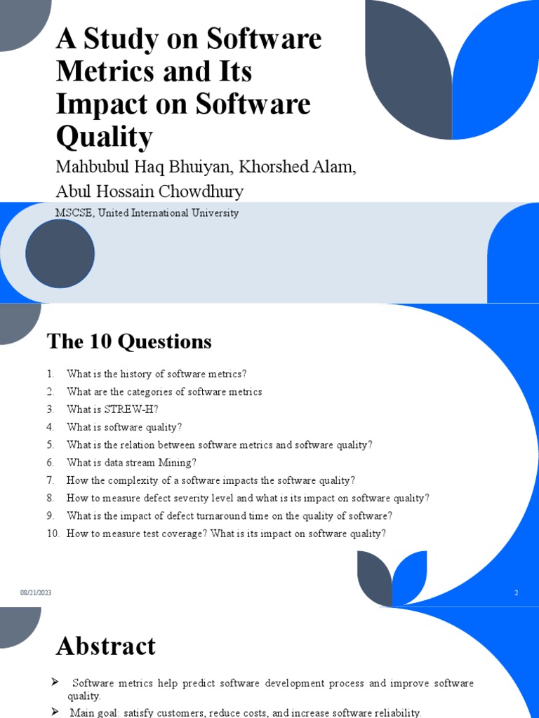 A Study On Software Metrics and Its Impact 1 | PDF | Software Quality ...