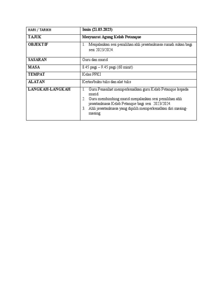 Rph Mesyuarat Agung Rumah Sukan | PDF