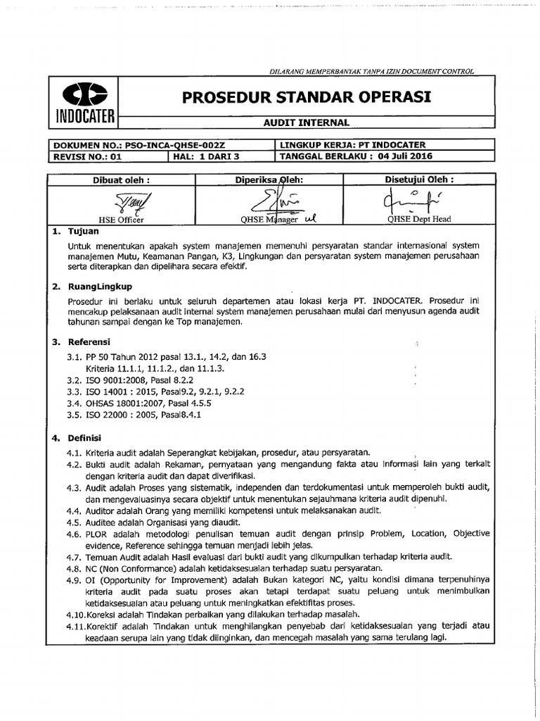 PSO QHSE Audit Internal | PDF