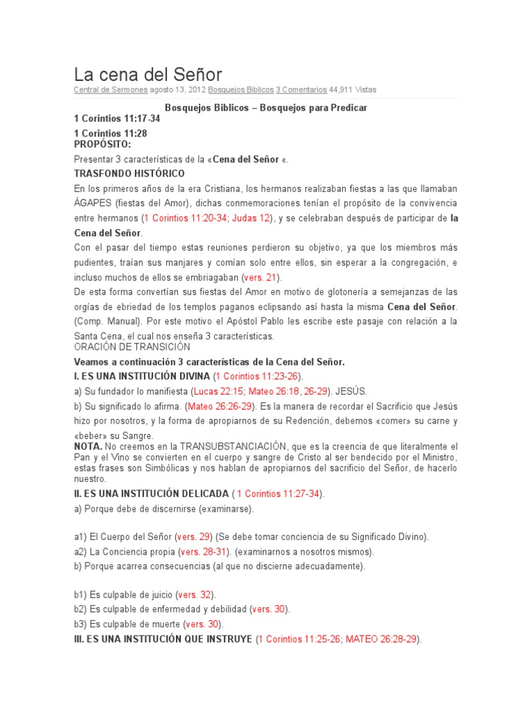 La Cena Del Señor | PDF