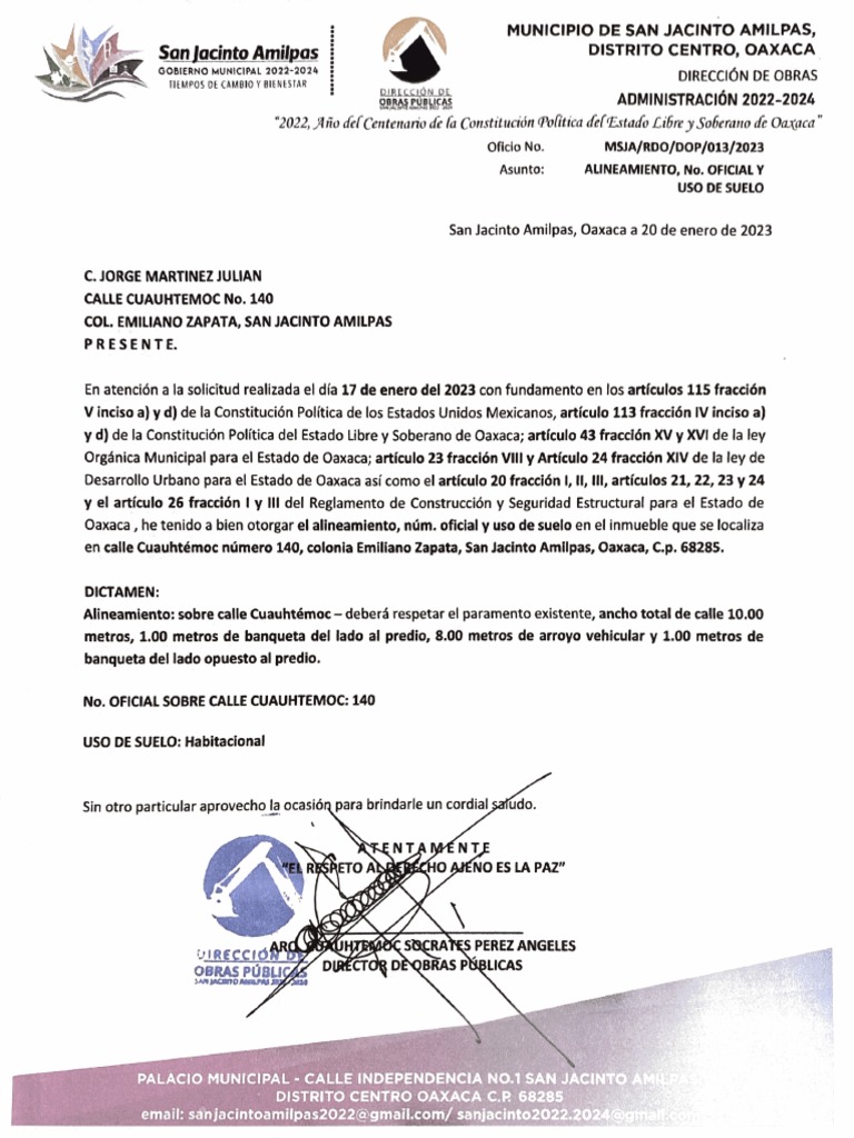 Alineamiento y Numero Oficial | PDF