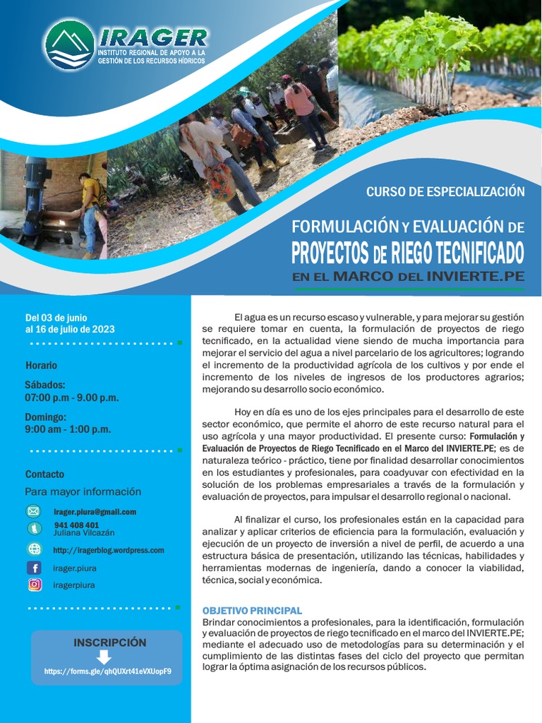 2.0 Brochure Formulación y Evaluación Proyectos RT | PDF