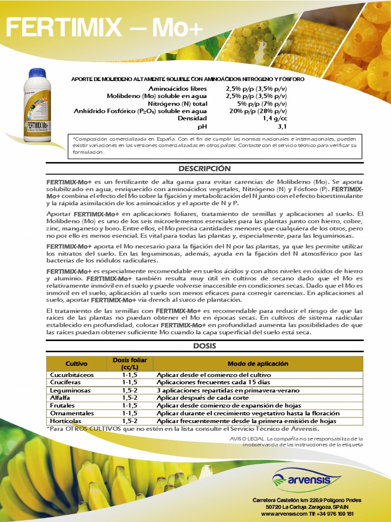 Fertimix Mo | Descargar gratis PDF | Molibdeno | Nitrógeno