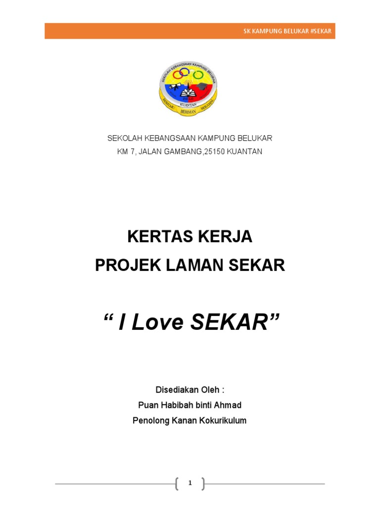 Kertas Kerja Projek Laman Sekar SK Belukar | PDF