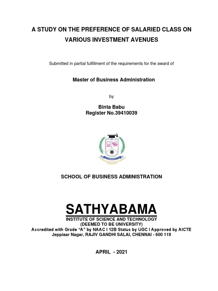 Mba Sip Project | PDF