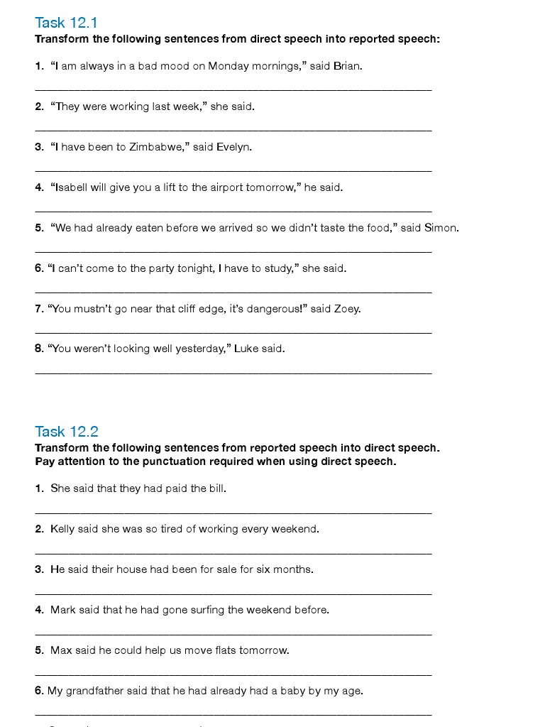 Lesson 35 - Reported Speech Exercise | PDF