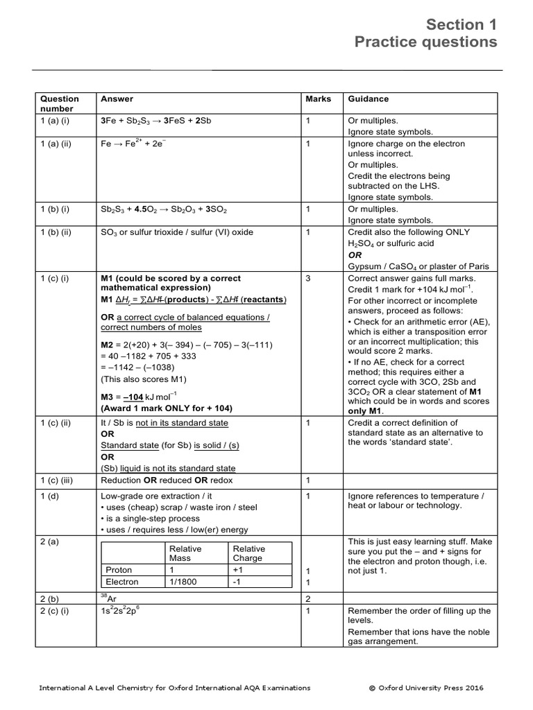 AQA A Level Chem Section 1 | PDF