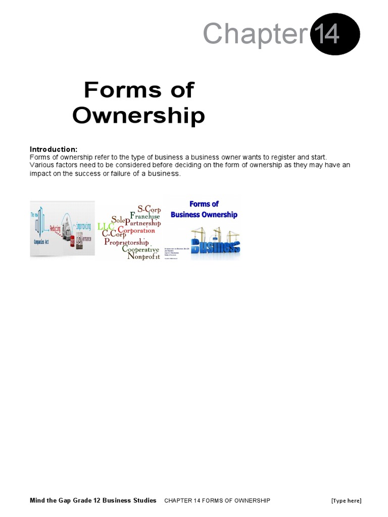Forms of Ownership Workbook | PDF