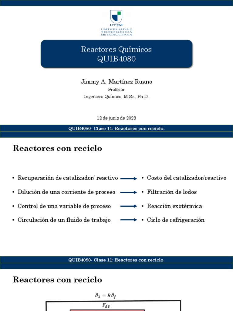 Clase 11 - Reactores Con Reciclo | PDF