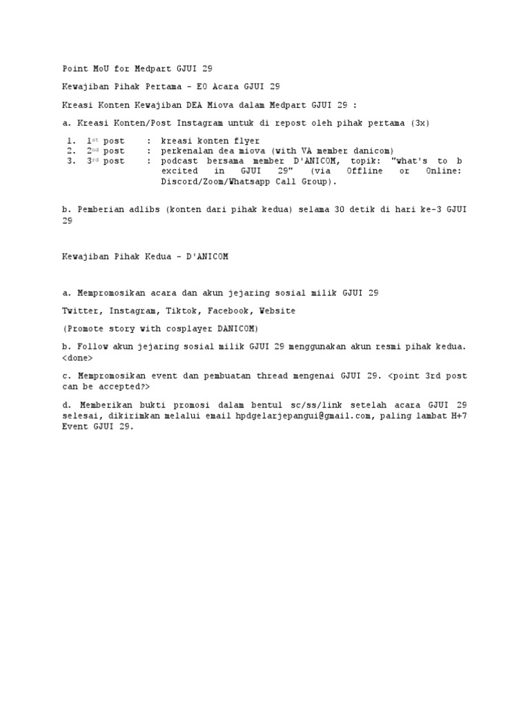 D'ANICOM - Point MoU For Medpart GJUI 29 Rev3 | PDF