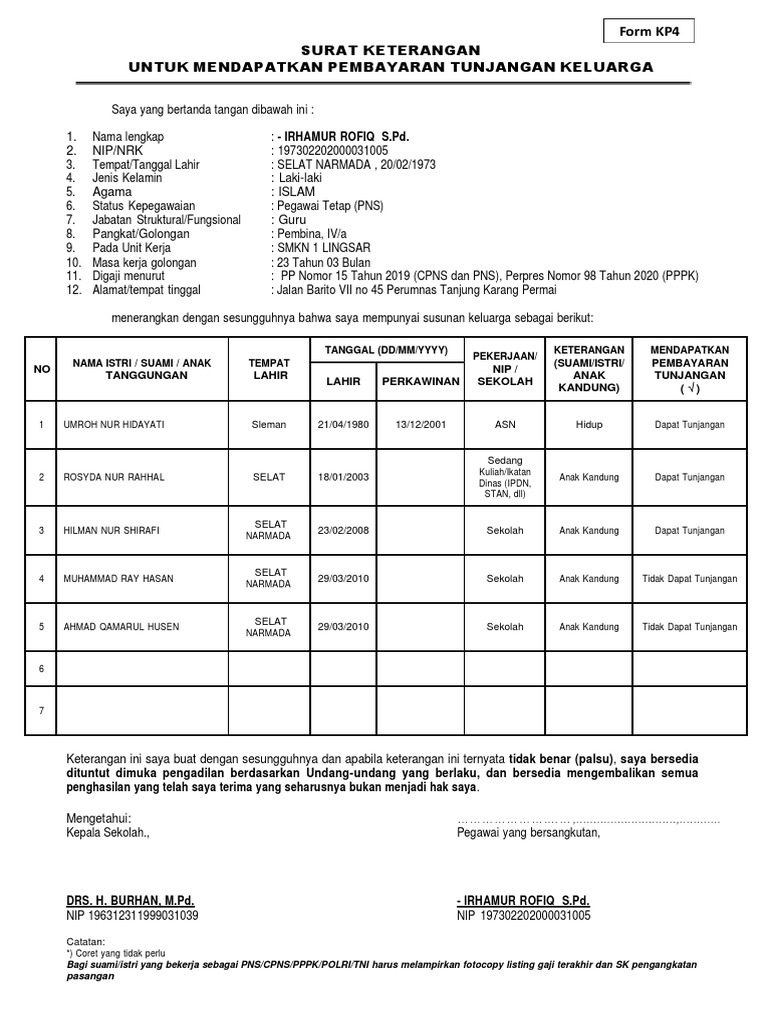 Formulir Kp4 Dikbud NTB Irhamur Rofiq - 1973022020000310051 - Dinas ...