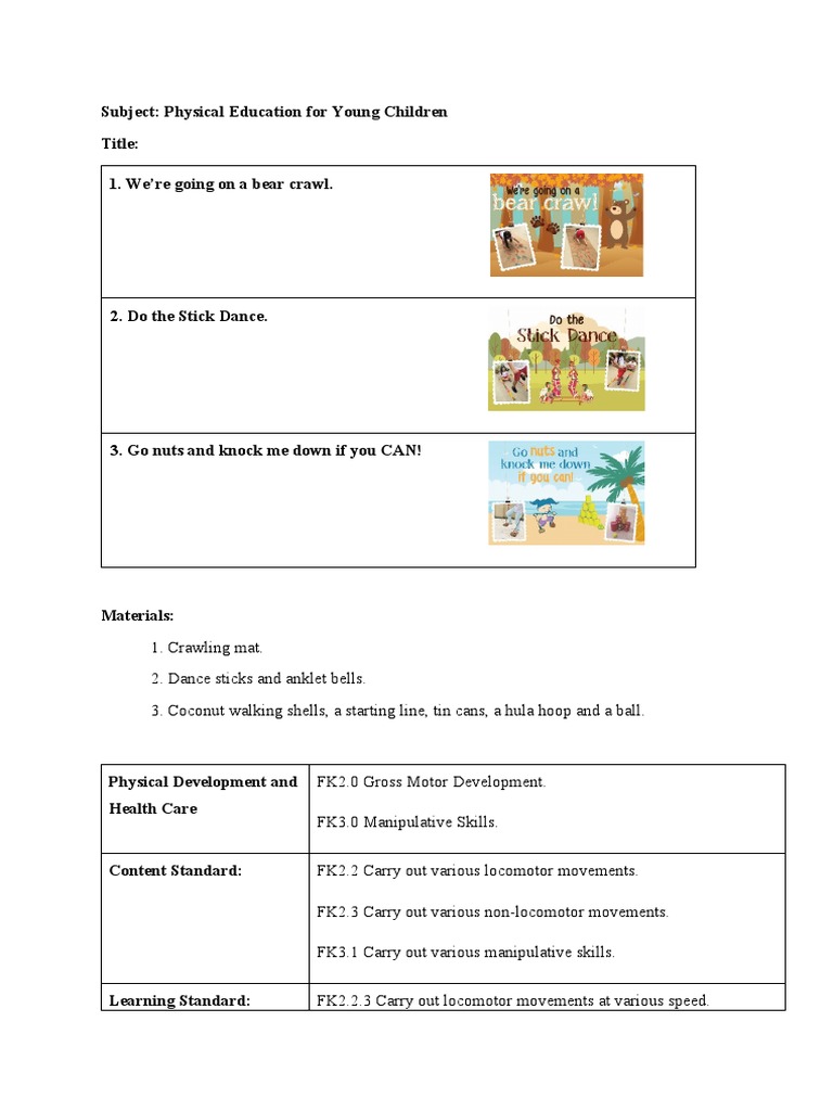PreSchool PE Lesson Plan | PDF