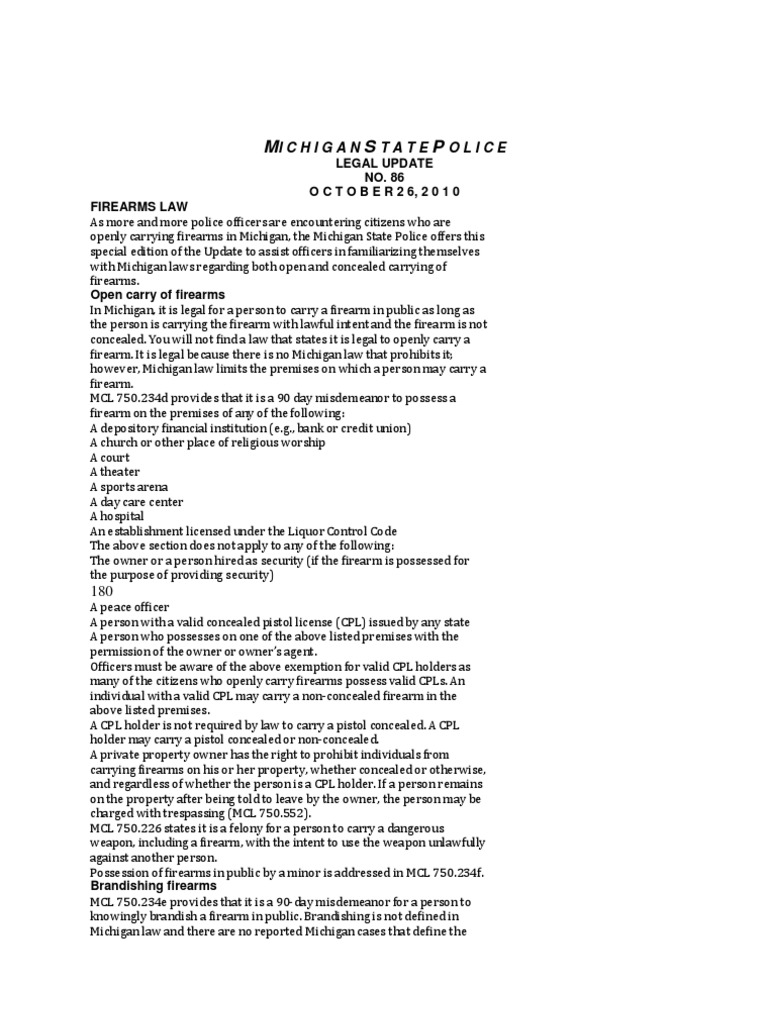 MSP Legal Update | PDF | Handgun | Concealed Carry
