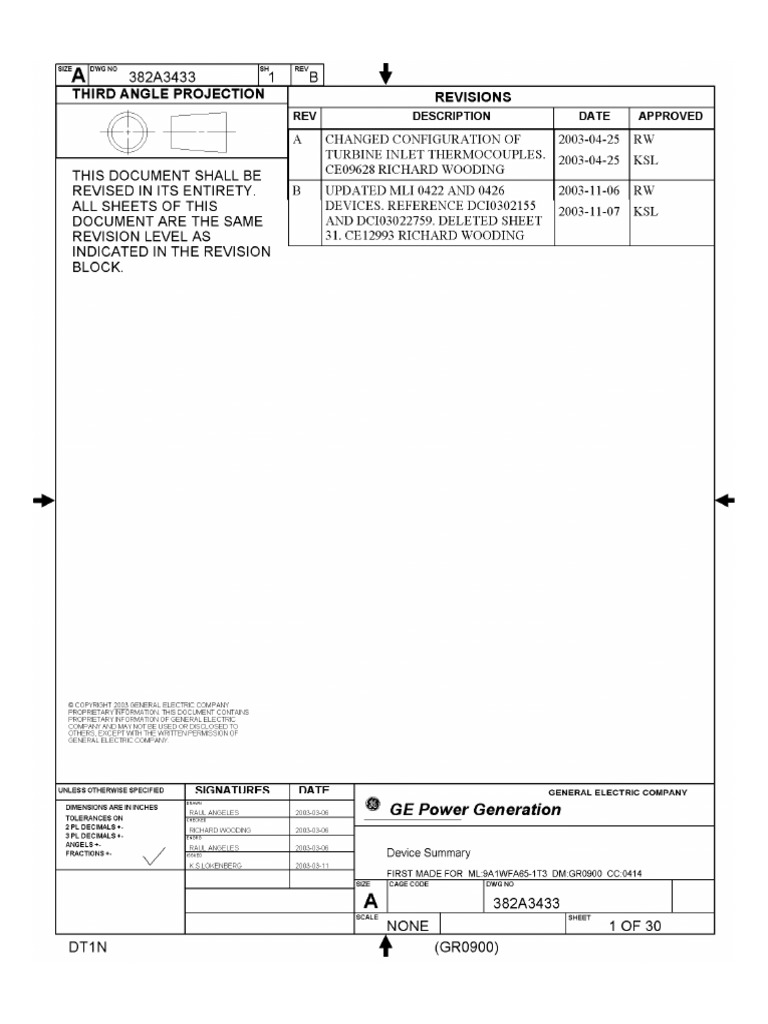 Sample Gas Turbine Device Summary | PDF