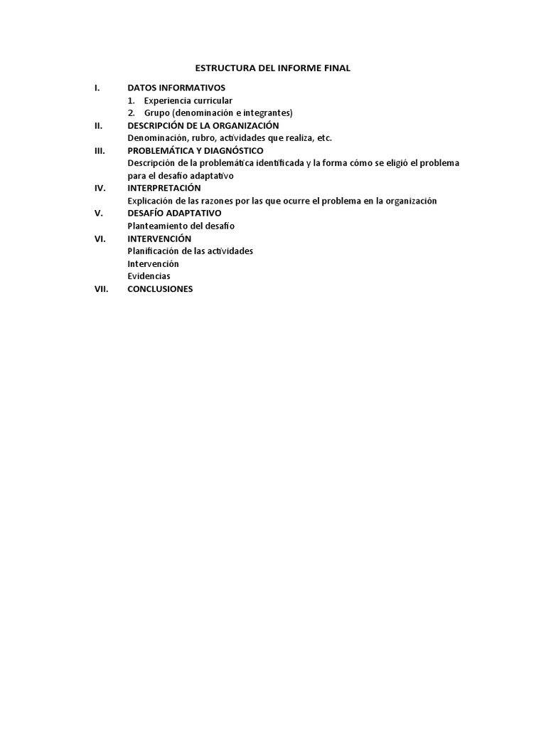 3 Estructura Del Informe Final | PDF