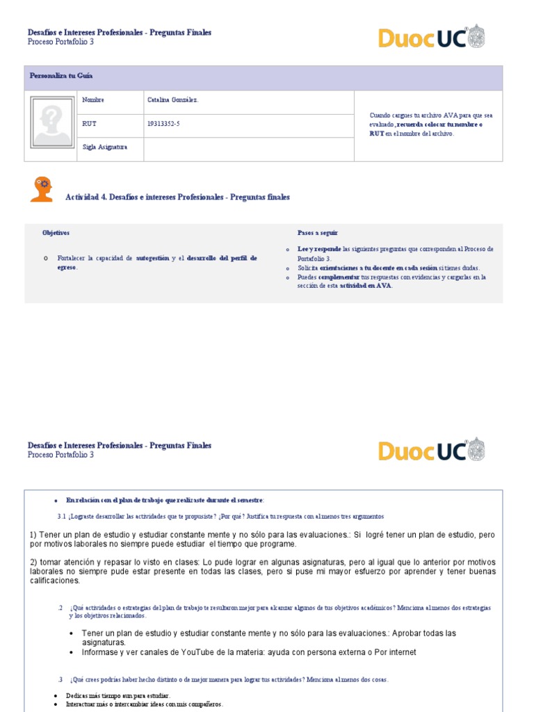 Desafíos e Intereses Profesionales - APP3 - Final Catalina | PDF | Motivación | Motivacional