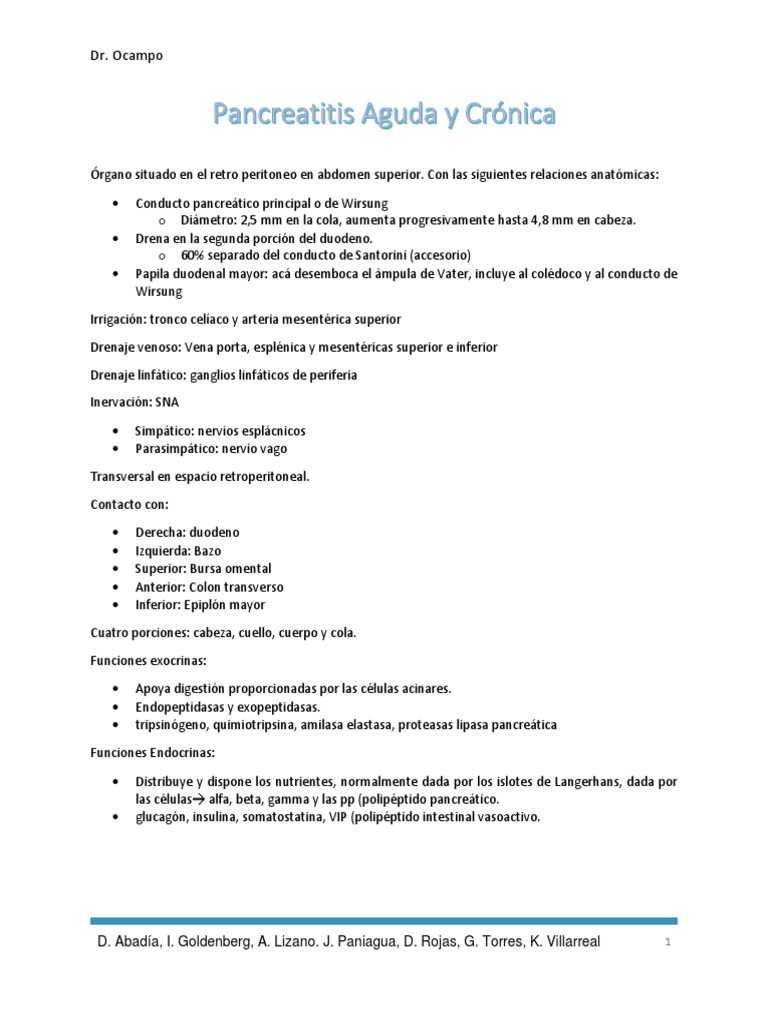 Pancreatitis Aguda y Crónica | PDF | Páncreas | Medicina CLINICA