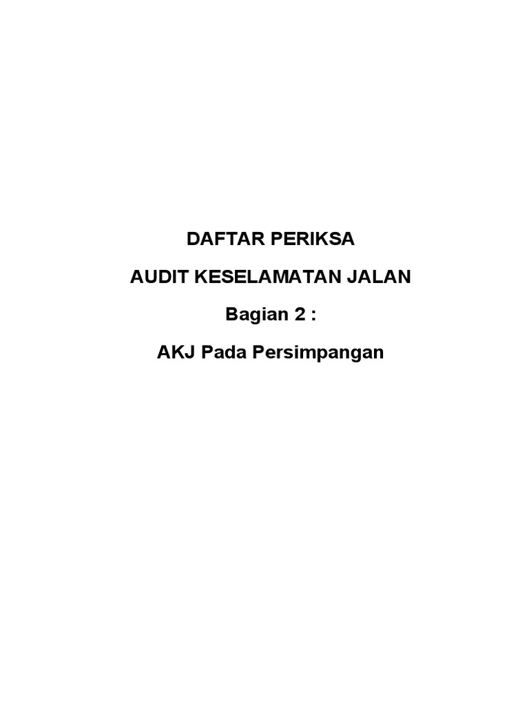 Pemeriksaan Keselamatan Jalan AKJ | PDF