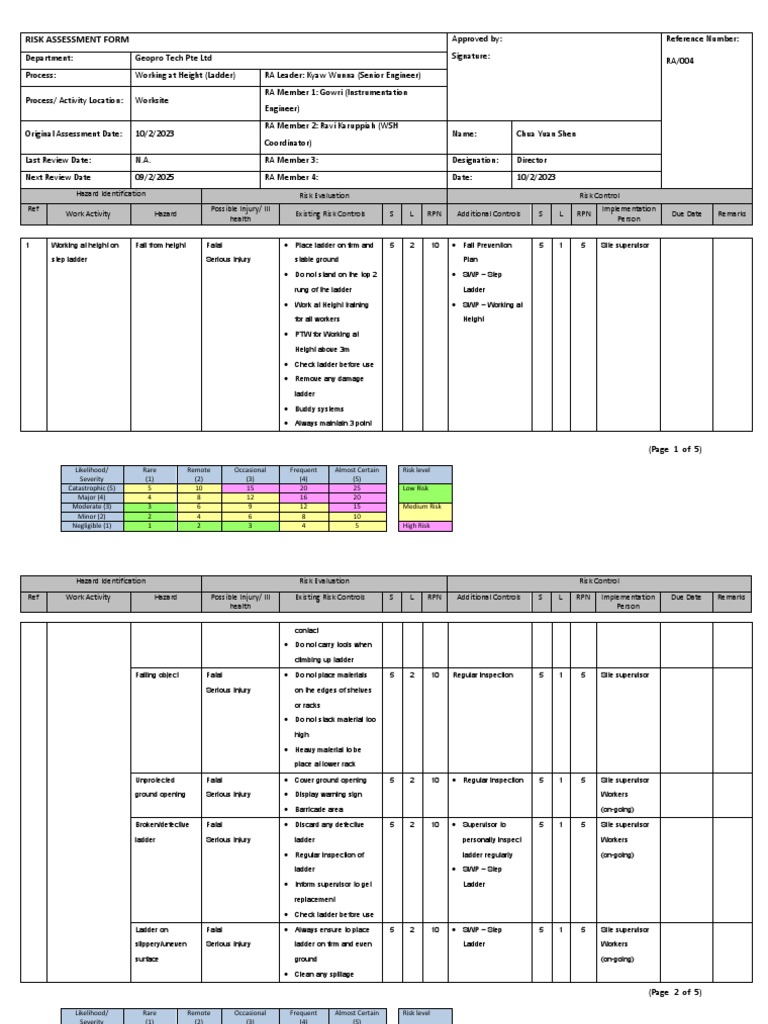 Ladder Risk Assessment Guidelines | PDF | Risk | Injury
