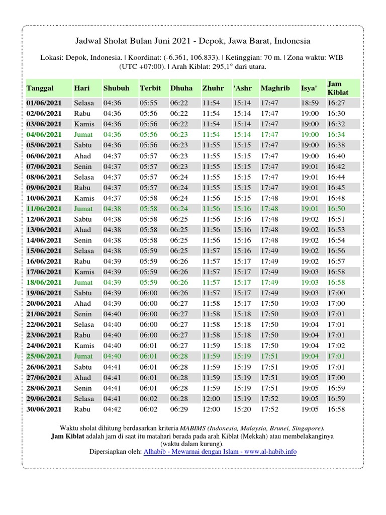 jadwal-sholat-bulanan-2021-6 (1) | PDF