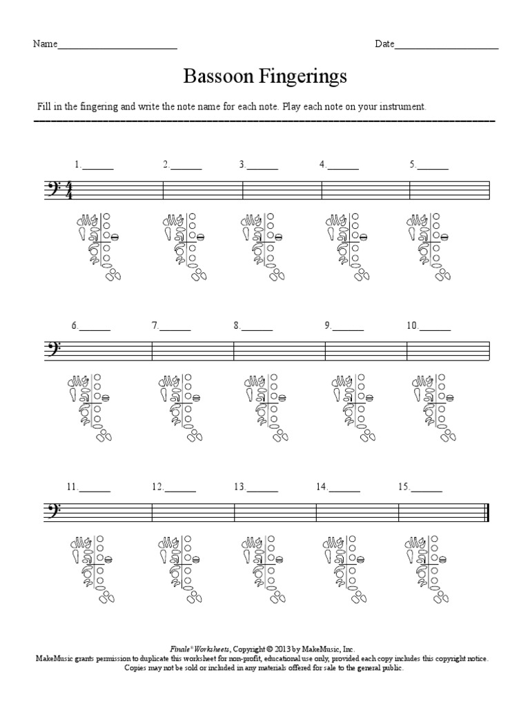 Bassoon Fingering Chart Blank | PDF | Home & Garden | Computers