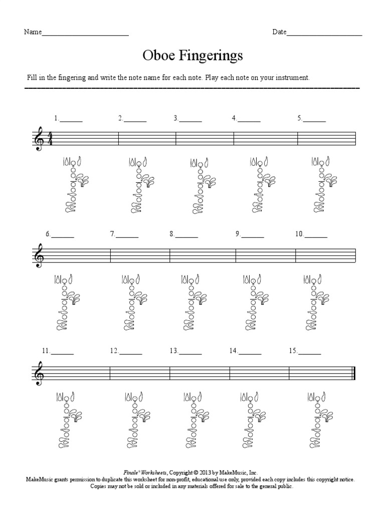 Oboe Fingering Chart Blank | PDF