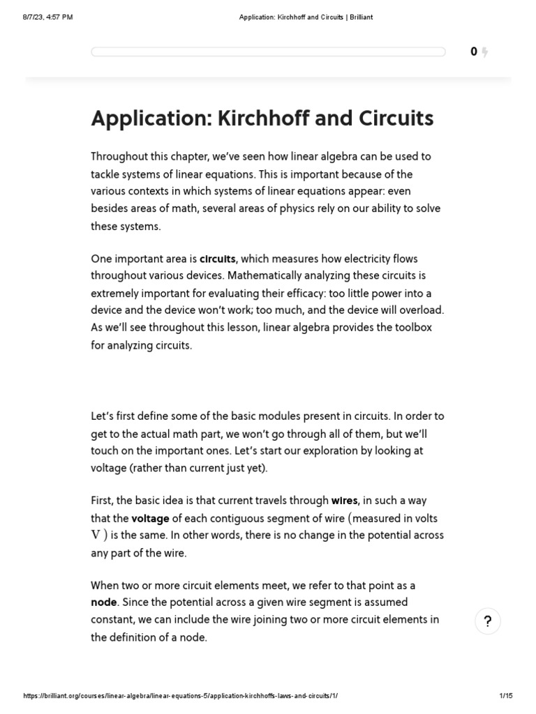 Application - Kirchhoff and Circuits - Brilliant | PDF